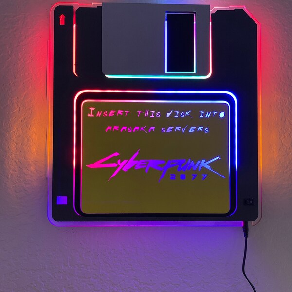 Cyberpunk 90s Floppy Disk Game Room Decor | Retro Diskette Wall Night ...