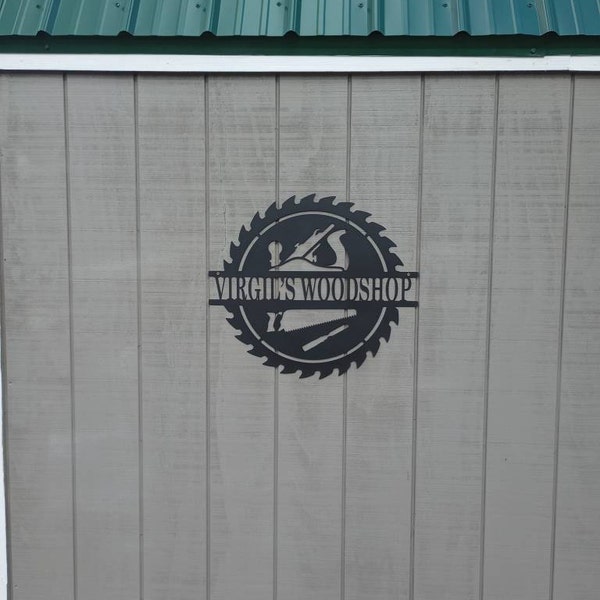 Wood Shop Sawblade Customized Monogram Metal Sign, Construction Trades ...