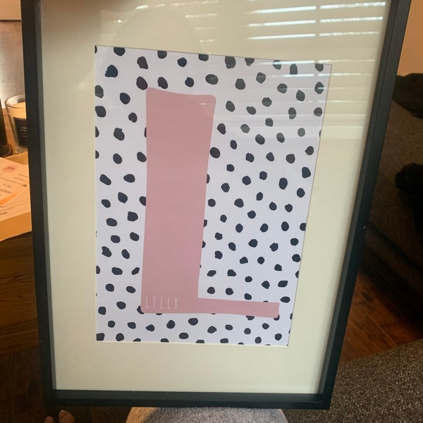 Blush Pink Initial Print, Initial Nursery Print, Name Print, Nursery ...