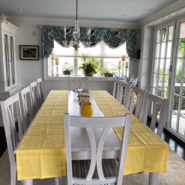 Yellow Linen Table Runner. Custom Size. Various Colours. Linen Table ...