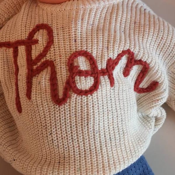 Custom Baby Girl's Sweater Featuring Hand-embroidered Name and Monogram ...