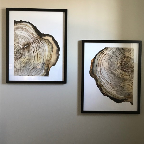 Tree Ring Printable Wall Art Set of 2, Tree Stump Instant Digital Print ...