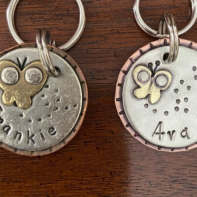 Dog ID Tag and Key Fob Personalized Butterfly Tag for Dogs - Etsy