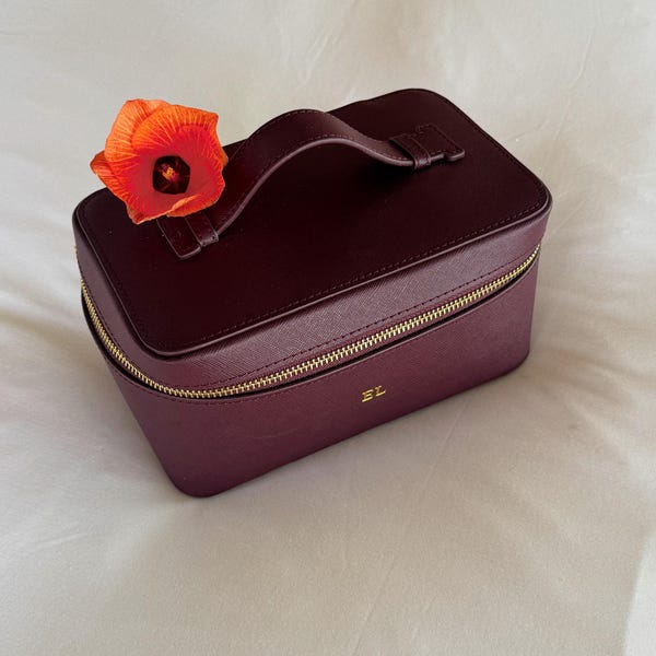 Leather Hot Stamp Monogram Personalised Cosmetic Pouch | Vanity Box ...