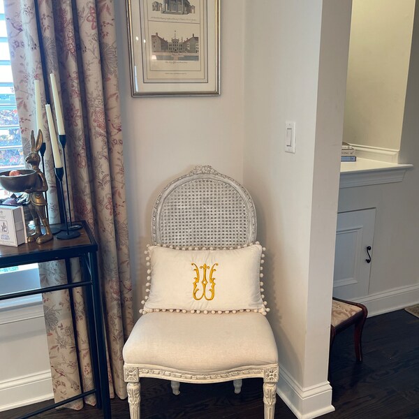 Embroidered Velvet Monogram Pillow. Insert Included. 12x20 Personalized ...