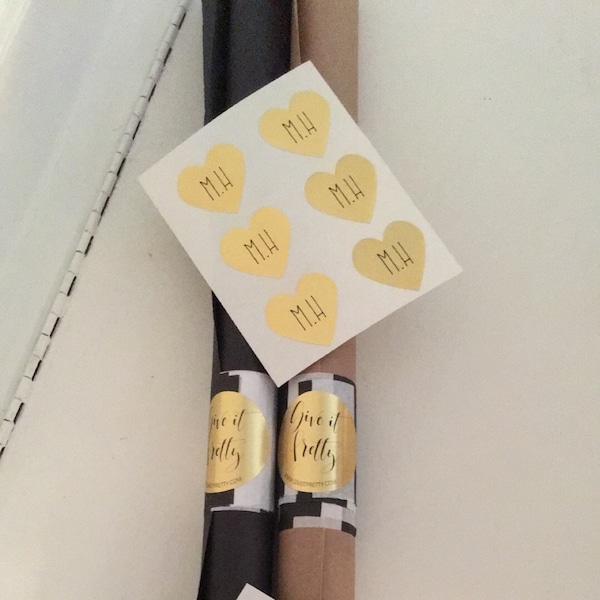 24 Custom Heart Stickers With Initials and Date - Wedding Stickers and ...