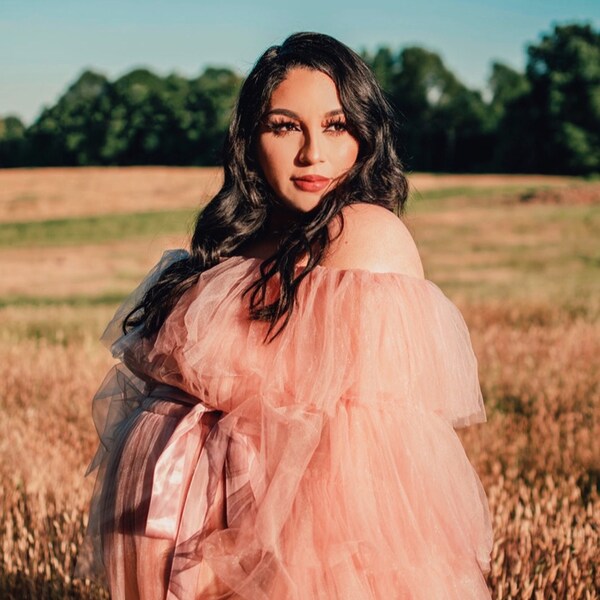 READY TO SHIP Off-the-shoulder Sheer Tulle Maternity Dress, Sheer ...