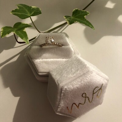 Wedding Ring Box Mrs Ring Box Engagement Ring Box Hexagon Velvet Ring ...