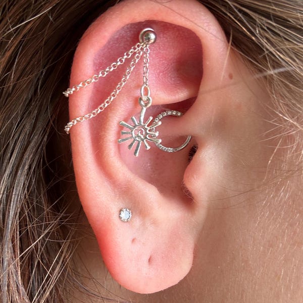 Star Conch Ear Piercing, Conch Piercing, Conch Hoop Earring, Gold ...