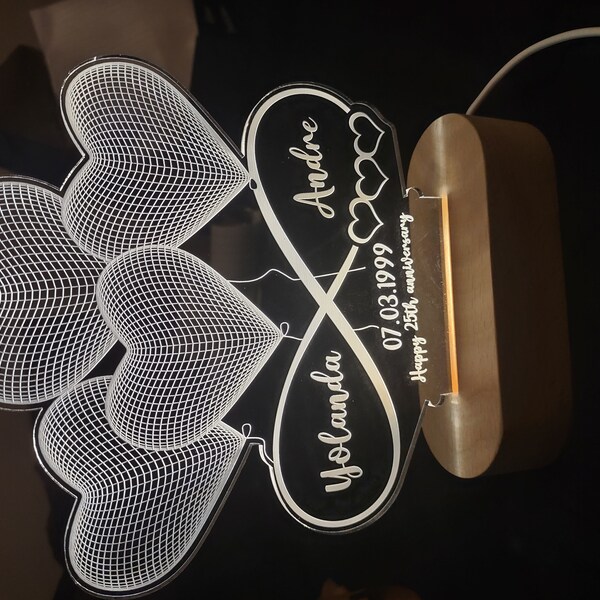 Personalized 3D Illusion LED Lamp | Infinity Heart Valentines Gift ...