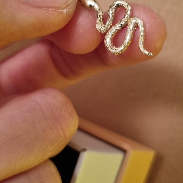 10k 14k 18k Solid Gold Snake Necklace, Snake Shaped Charm Necklace ...