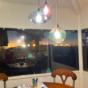 Colored Glass Pendant Lights. Hand Blown Glass Pendant Lights. - Etsy