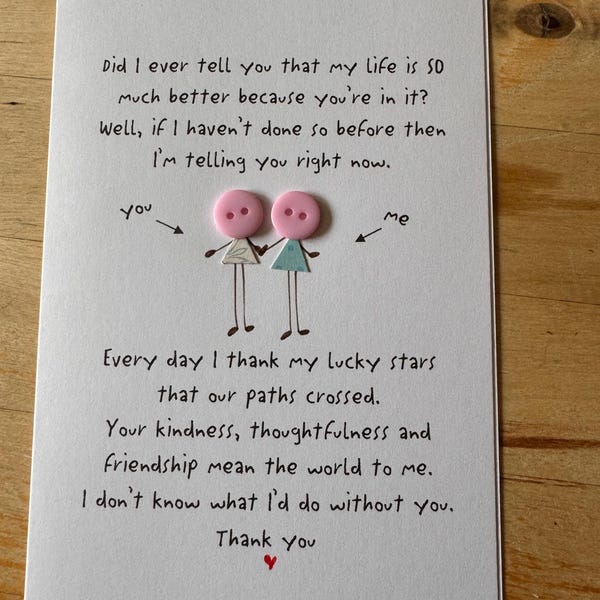 A Little Card of Friendship, Friend Appreciation Card - Etsy