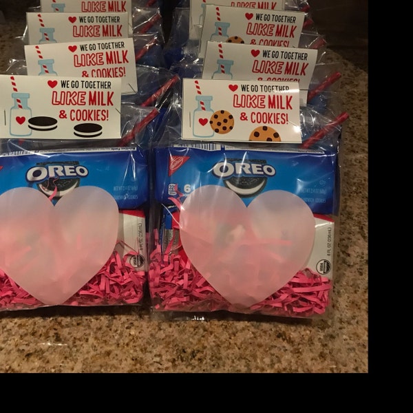 INSTANT DOWNLOAD Printable Milk and Cookies Valentine Bag Toppers, We ...