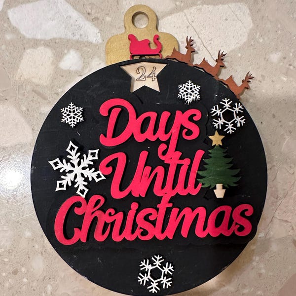 Days Until Christmas Countdown Calendar Bauble Svg Laser Cutting Files ...