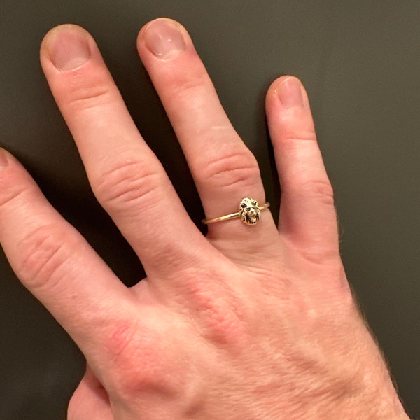 Minimalist Lion Ring, Leo Sterling Silver Ring, 14K Gold Ring, Stacking ...