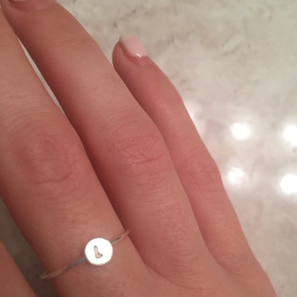 Tiny Initial Ring Stacking Initial Ring Small Gold Initial Ring Silver Stacking Ring ...