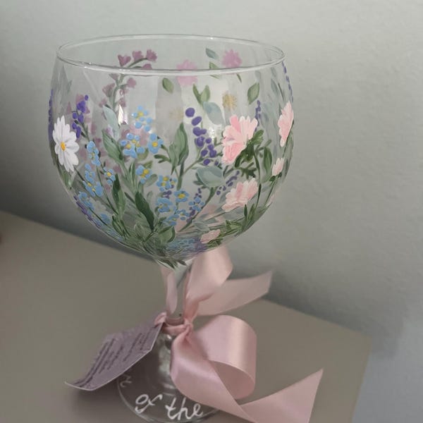 Hand Painted Champagne Flutes Glasses Modern Design White Flowers ...