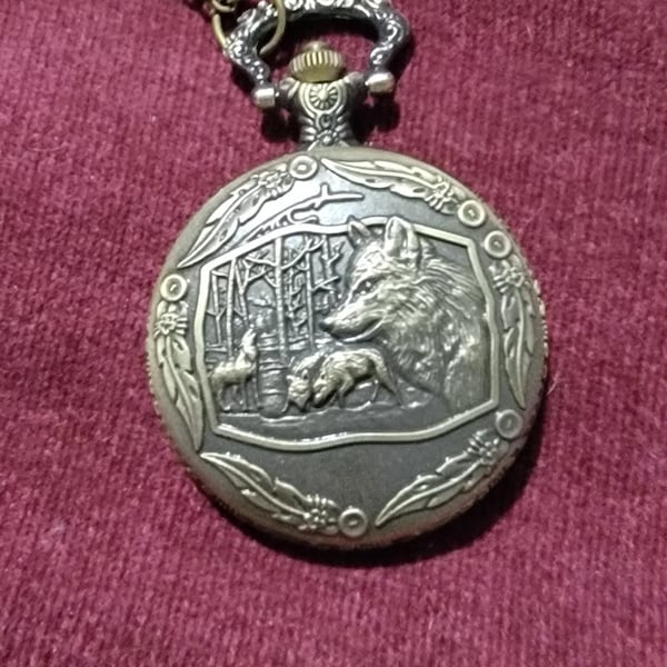 Vintage Bronze Wolf Quartz Pocket Watch Steampunk - Etsy