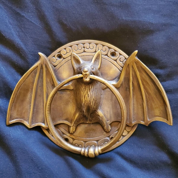 FREE SHIPPING - 6.70" in Solid Brass Retro Bats Door Knocker Front Door ...