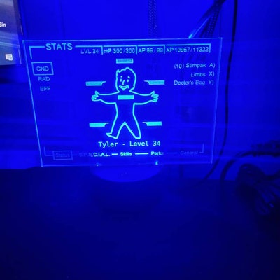 Custom Fallout Vault Girl Stat Screen Acrylic LED Light - Etsy