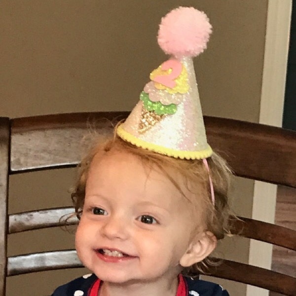 Glittery Ice Cream Theme Birthday Party Hat, 1 Birthday Ice Cream Party ...