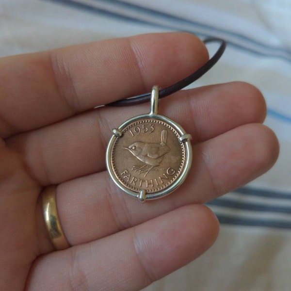 UK Coin Jewelry With Vintage George VI or Elizabeth II Farthing Bird ...
