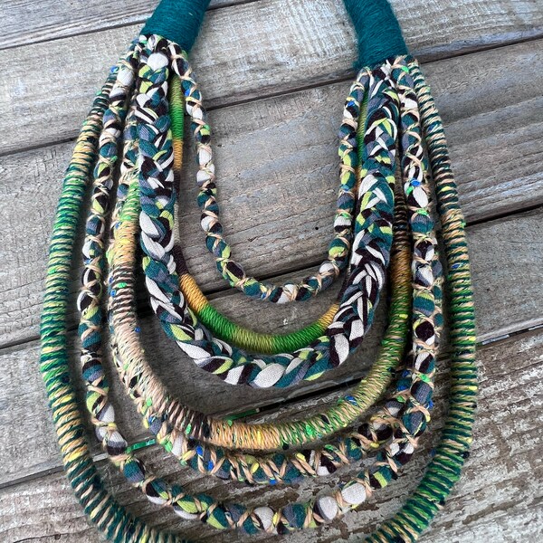 Hand Woven Colorful Rope Necklace, Braided Multicolor Statement ...