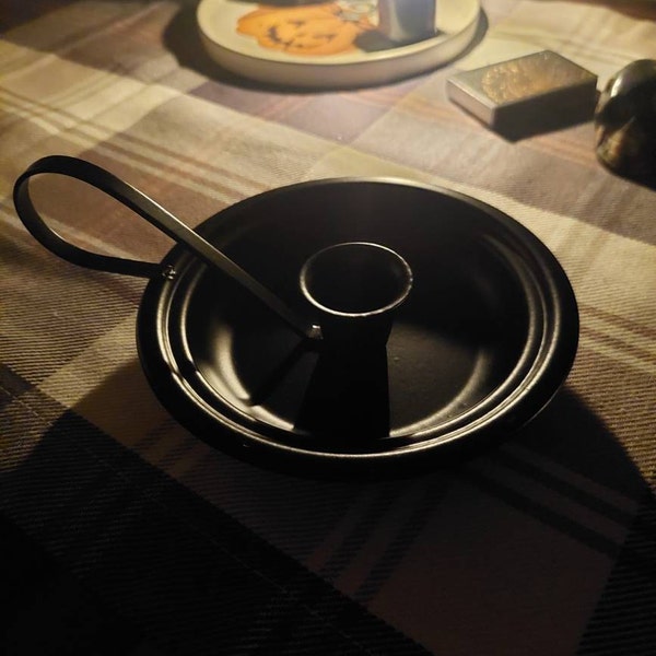 Taper Candle Holder Pan With Handle Metal Craft Supply Farmhouse ...