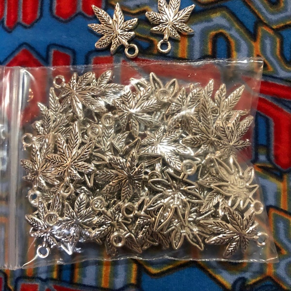 50pcs Leaf Charm Weed Charms Antique Silver Tone 20x16mm Cf0868 - Etsy