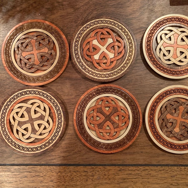 Irish Knotwork Waterproof Wooden Coasters, Set of 6, Celtic Heritage ...