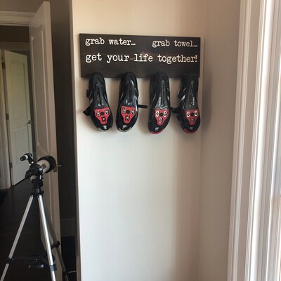 Exercise Bike Shoe Storage Sign Hooks Coat Rack Done and - Etsy