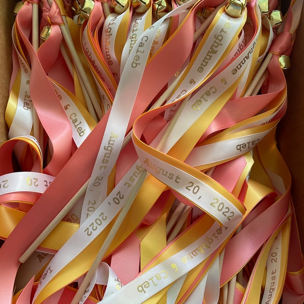 75 Ribbon Wands Send off Ideas Ceremony Exit Wedding Ribbon Favors With ...