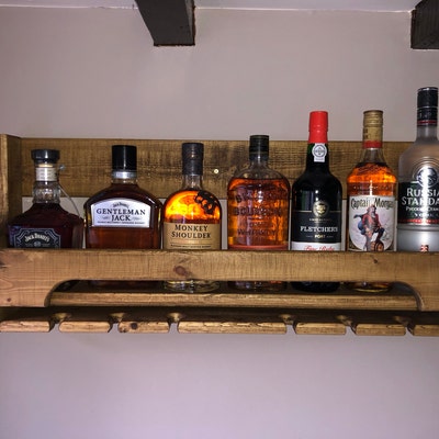 75cm Floating Home Bar/ Wine or Spirit Rack Reclaimed Wood - Etsy UK