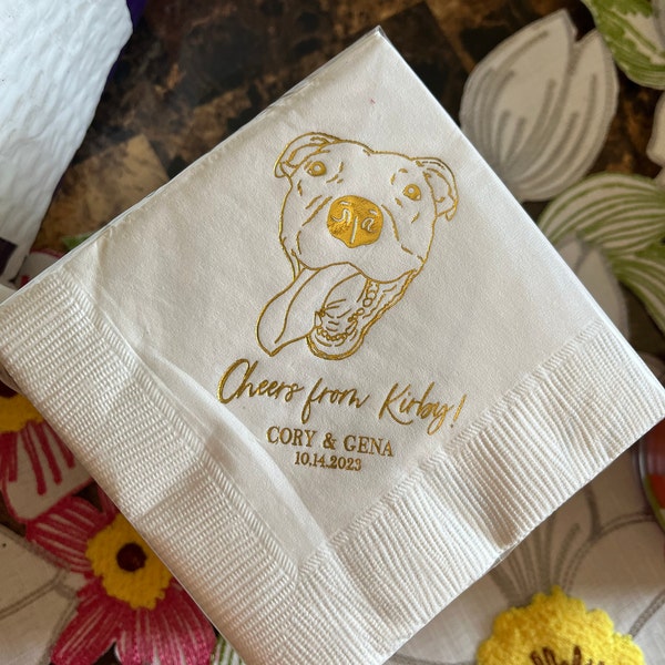 Dog Cocktail Napkins Wedding Napkins Dog Napkins Wedding Napkins ...