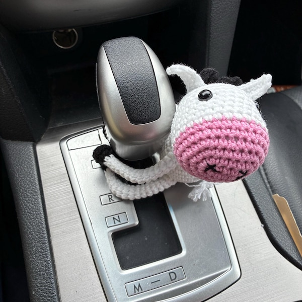 Cute Amigurumi Monkey Steering Wheel Accessory, Crochet Cow Gear Shift ...
