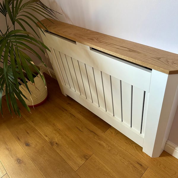 Custom Radiator Cover With Mitred Corners, Decorative Panel and Oak Top ...