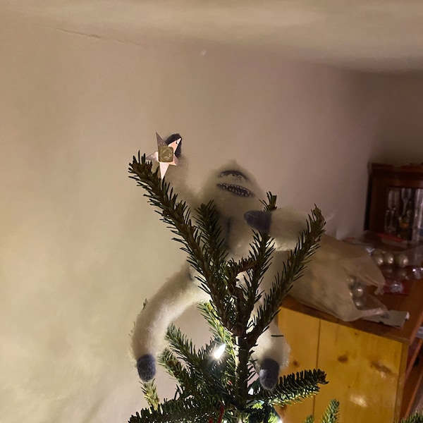 Christmas Tree Topper Abominable Snowman Vintage Christmas Ornament ...