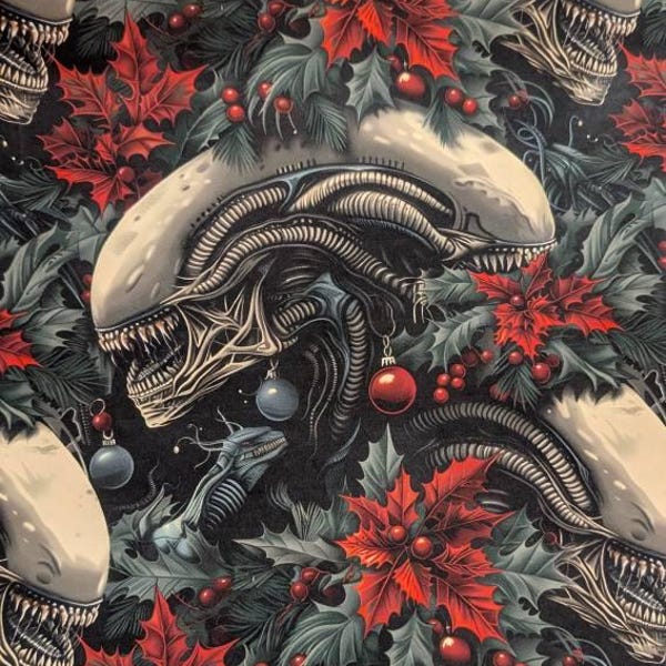 Alien Xenomorph Christmas Wrapping Paper | Sci-fi Horror Gift Wrap ...