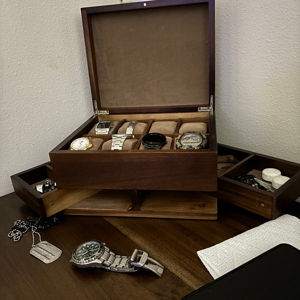 Personalized Watch Box for Men 8 Divider Slots Engraved Wooden Men ...