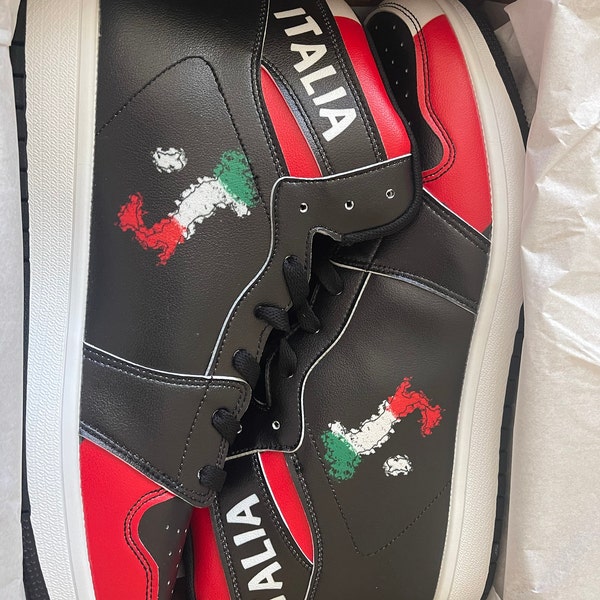 Italia Flag Map High-top Leather Sneakers Italy Flag Sneakers Italian ...