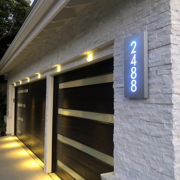 XL Vertical Lighted Address Sign, Address Plaque, Large Modern ...