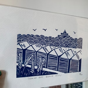 Herne Bay Sea Swimmer Lino Print - Etsy UK