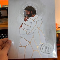 He Binds up the Broken Hearted, Kintsugi Christ, Jesus Christ Wall Art ...