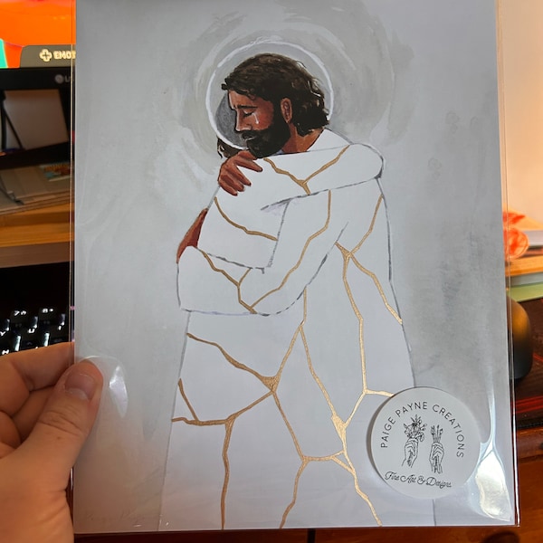 Kintsugi Christ Print: 'he Binds up the Broken Hearted' - Etsy