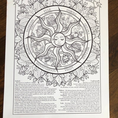 Wheel of the Year Colouring Page OOAK DIGITAL ONLY Wicca Pagan Witchcraft Seasons Adult ...