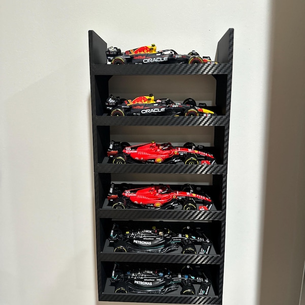 V2 6 Car Tilted Bburago 1:43 1/43 F1 Formula 1 Race Car Display Stand W ...