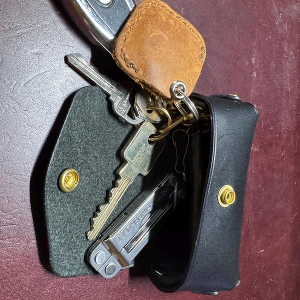 Leather Key Pocket Leather Car Keychain Personalized Key Pouch Handmade ...