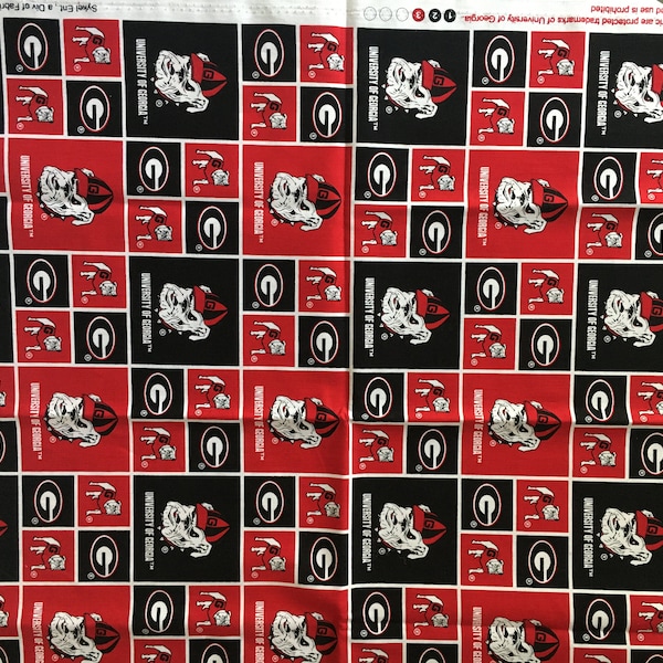 University of Georgia Uga Bulldogs Fabric 100% Cotton Officially ...