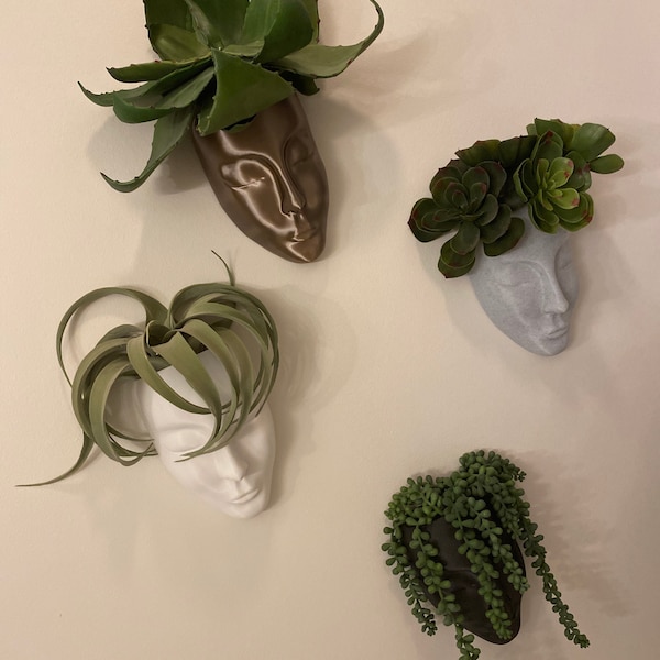 Head Planter - Face Wall Planter - Flower Pot - Hanging Garden Deco ...